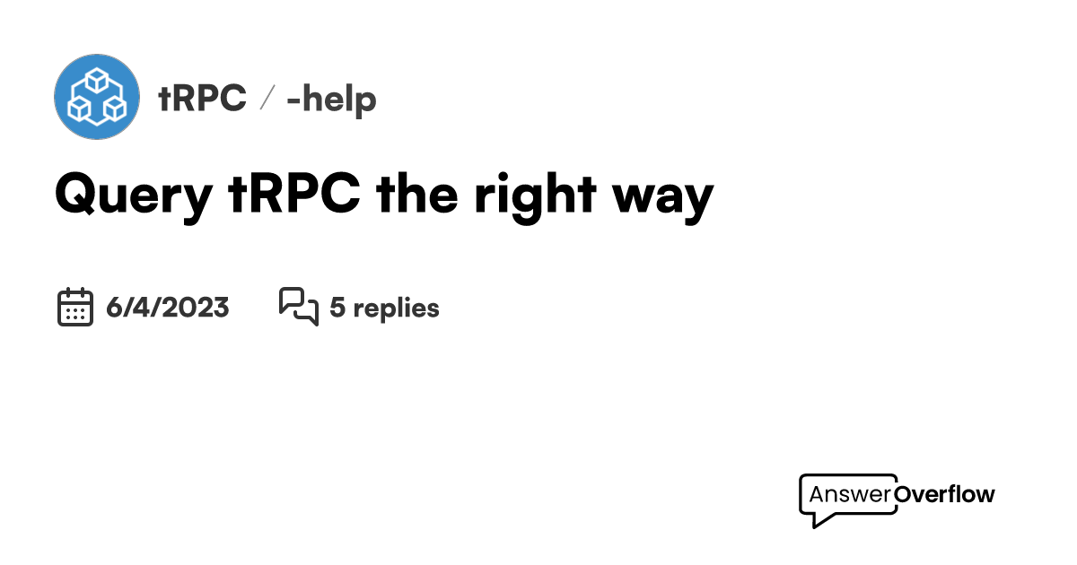 Query tRPC the right way - tRPC