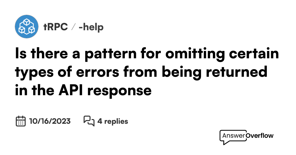 Is there a pattern for omitting certain types of errors from being ...